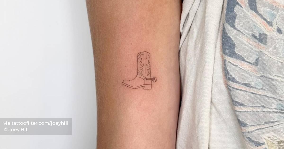 Single needle cowboy boot tattoo placed on the inner