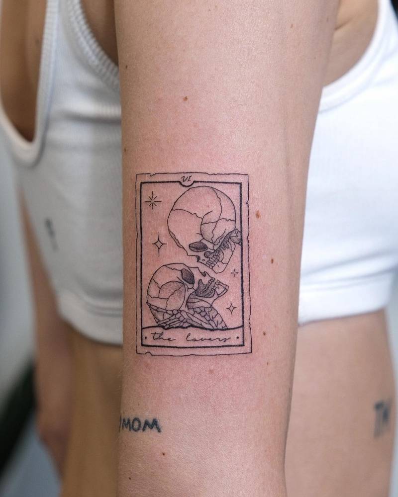 The Lovers Tarot Card Tattoo Located On The Upper Arm 