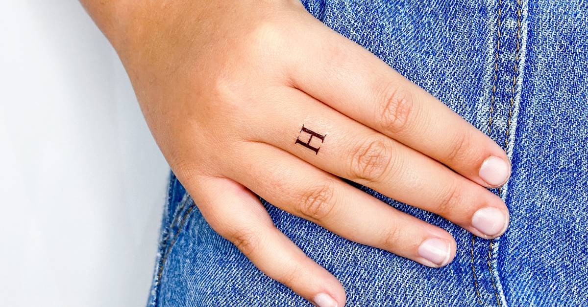 Letter H Tattoo On Finger