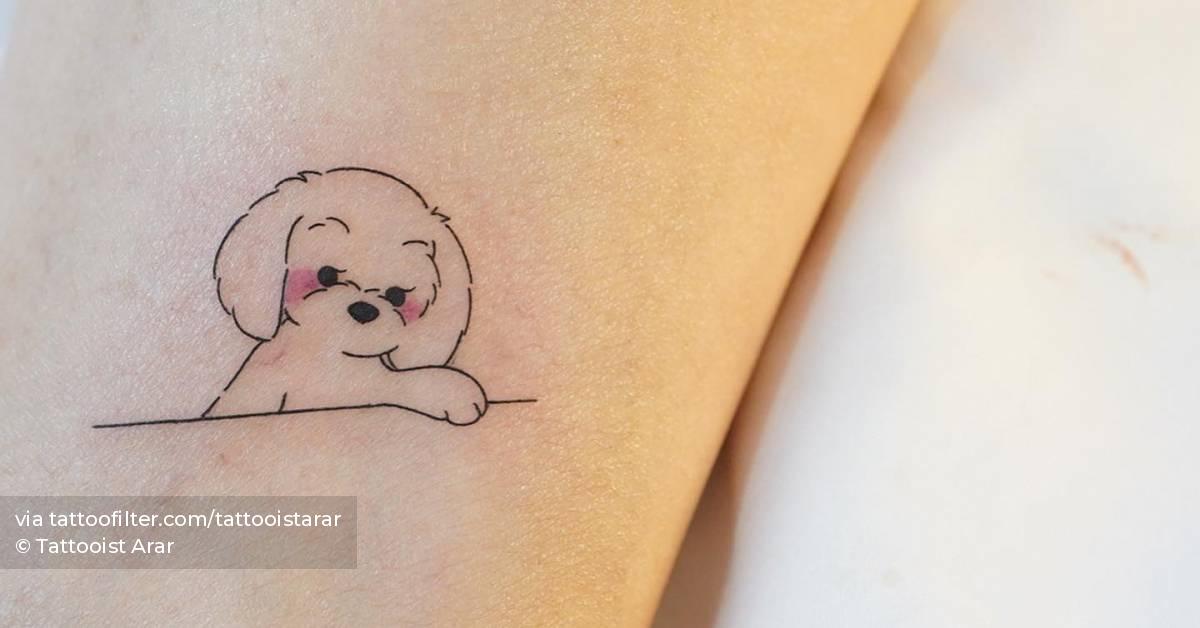 Little minimalistic Shih Tzu tattoo placed on the