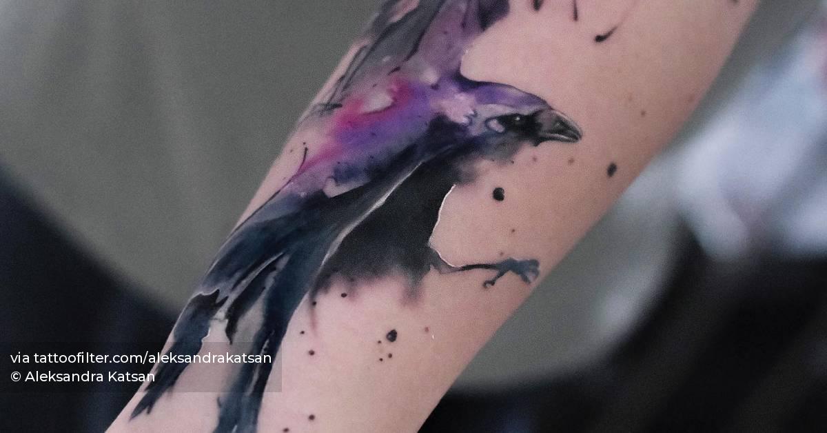 Watercolor Raven Tattoos