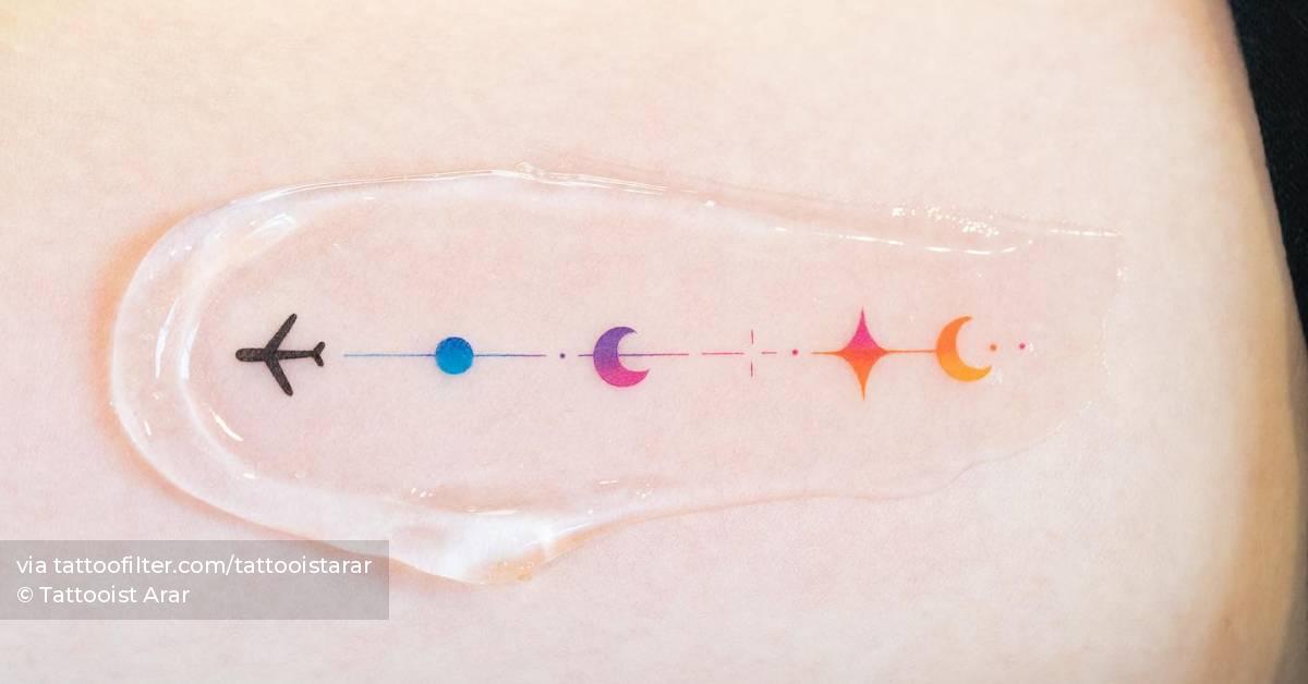 Spectrum airplane and galaxy tattoo placed on the inner