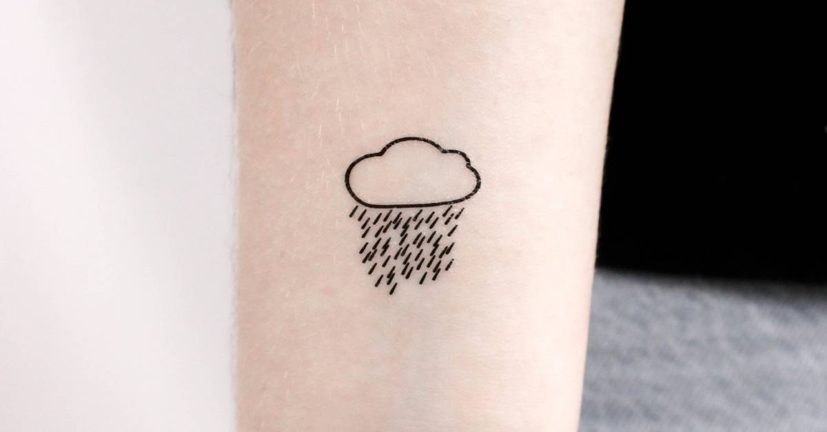 Rain temporary tattoo located on the wrist.
