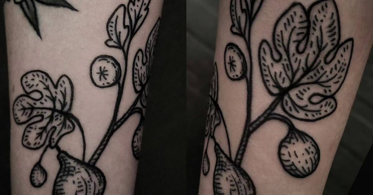 Figs tattoo located on the inner forearm, engraving