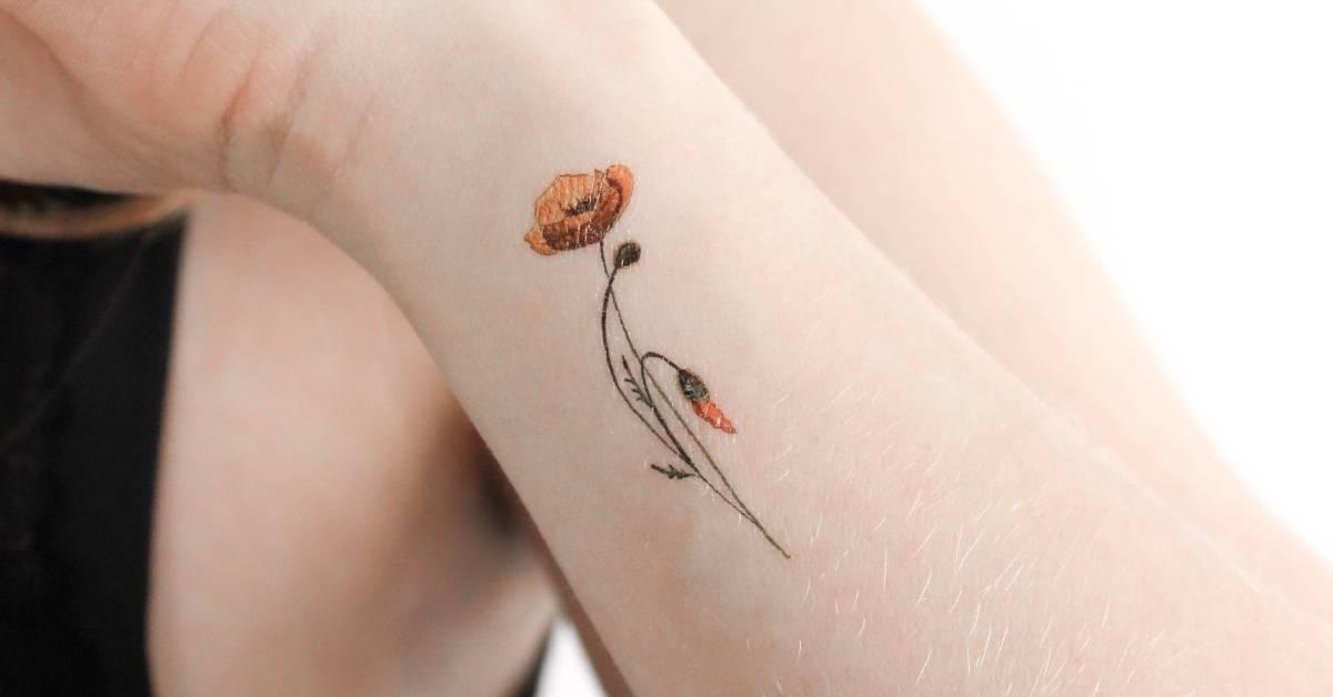 California Poppy temporary tattoo by Lena Fedchenko.