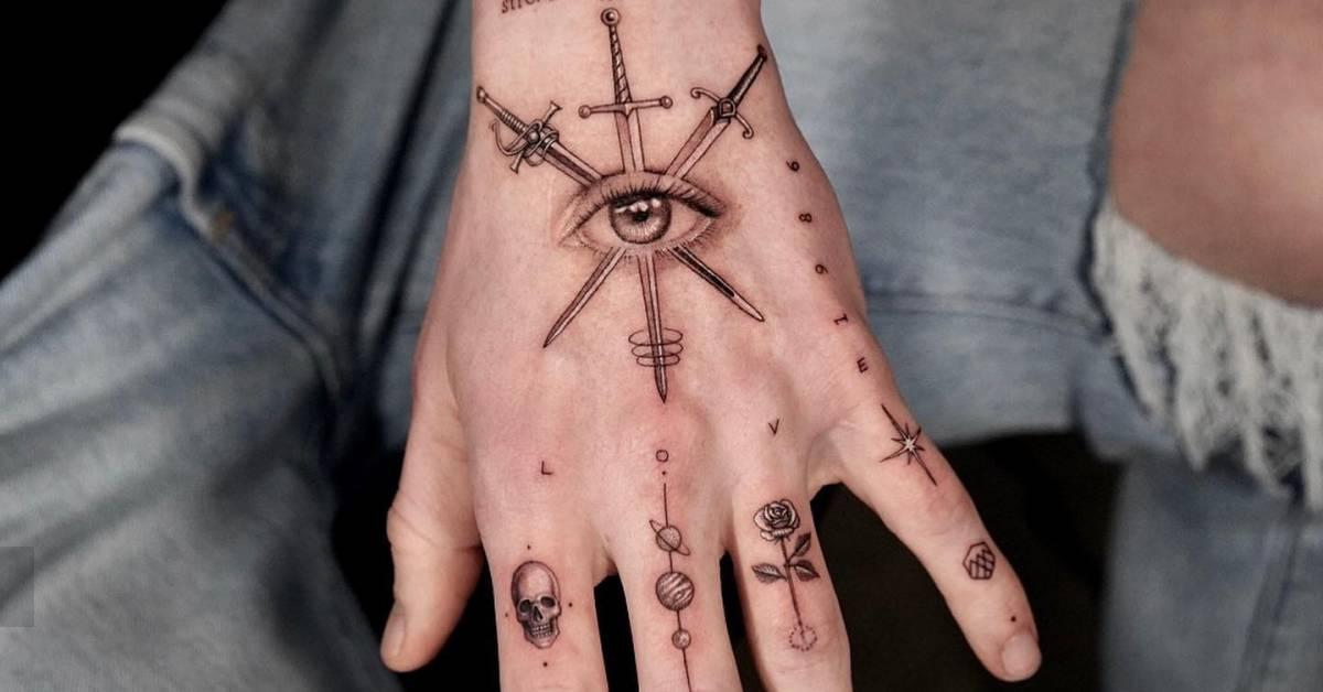 Single needle hand composition tattoos.