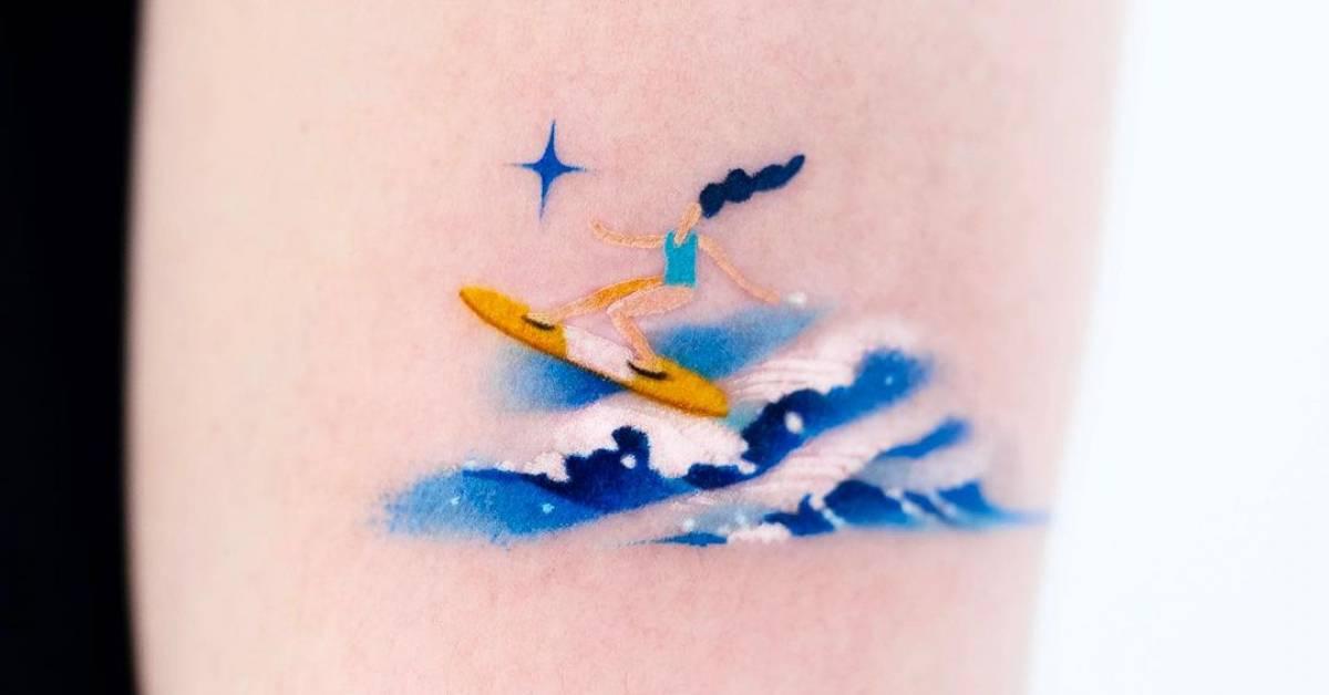 Watercolor Surf Tattoos