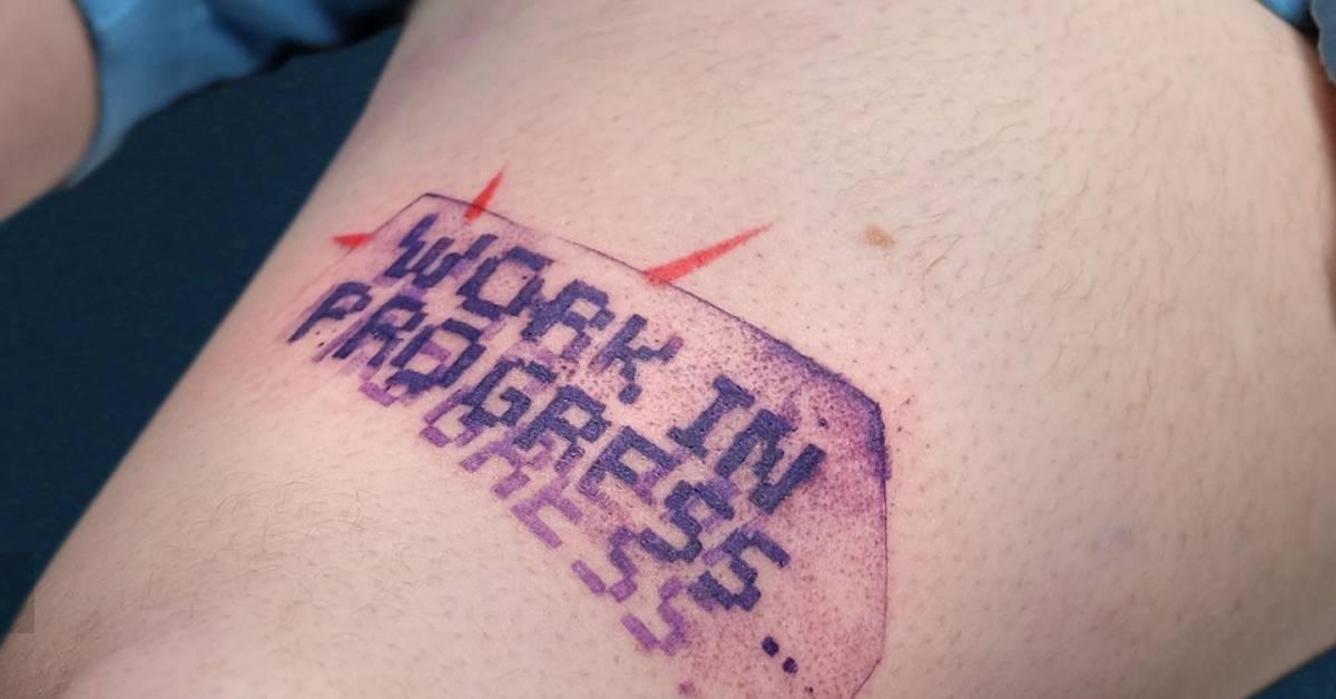 Stencil-like looking "work in progress" lettering