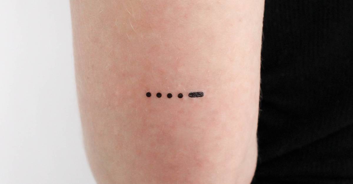 Minimalistic style Morse Code 4 temporary tattoo placed