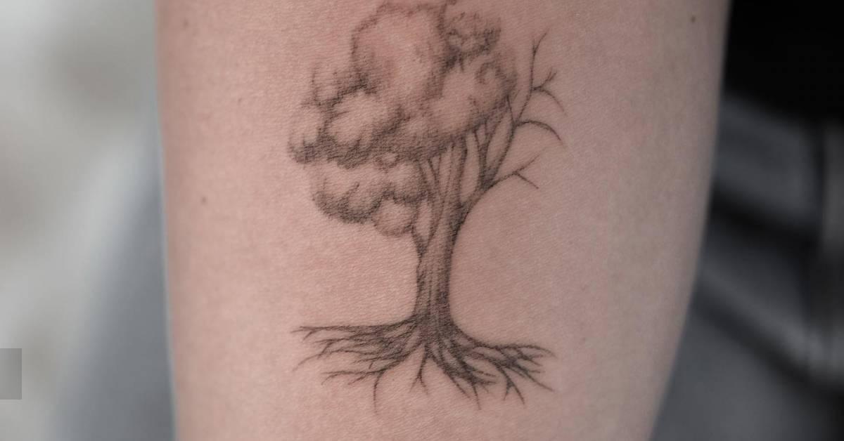 Tree tattoo located on the inner forearm, illustrative