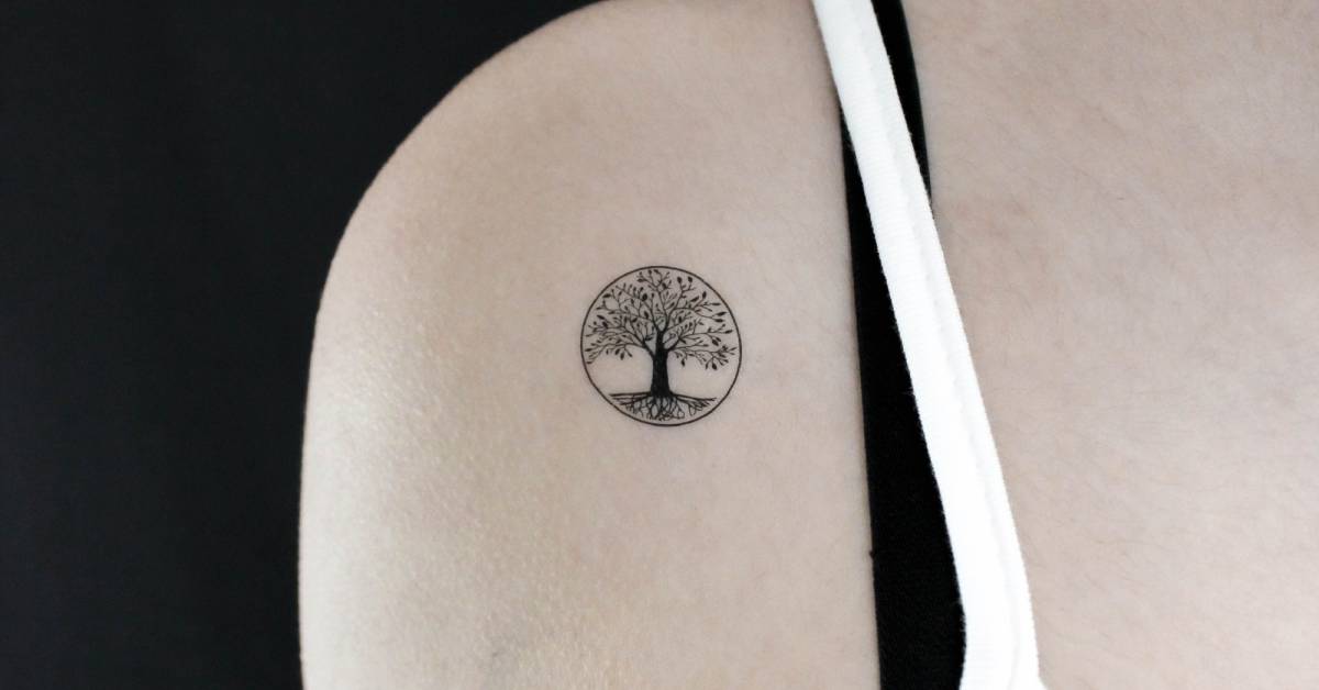 Small tree of life temporary tattoo placed on the