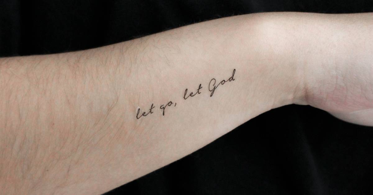 Handwritten font "let go, let god" temporary lettering