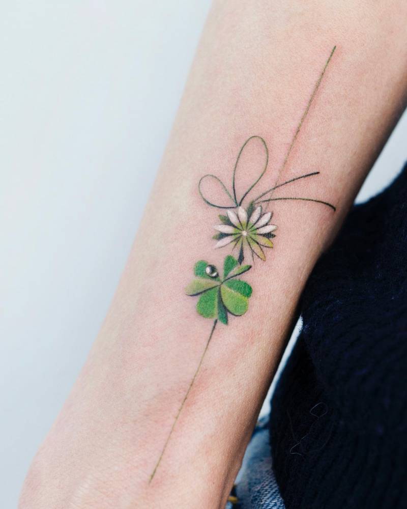 Four Leaf Clover Tattoo Located On The Wrist 