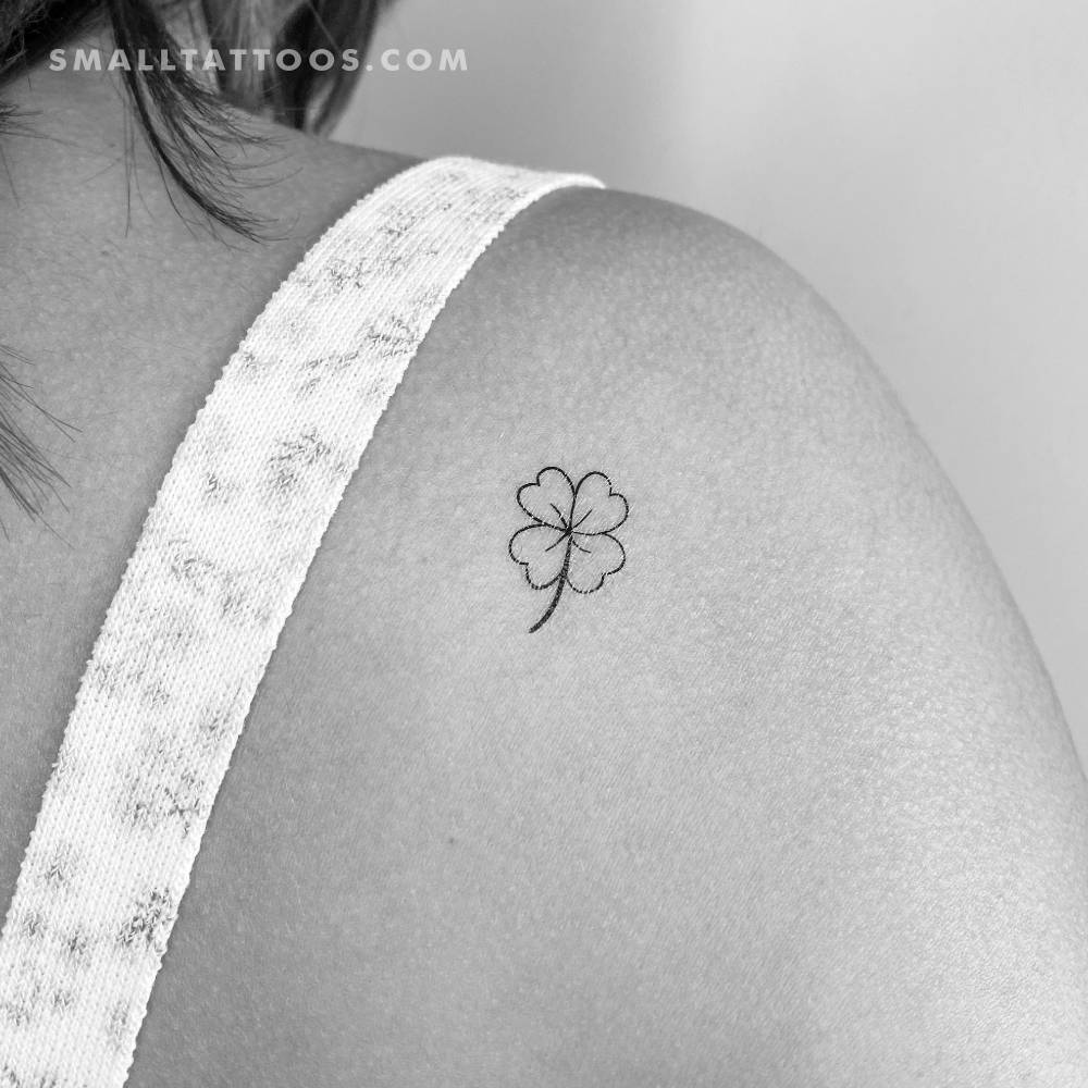 Fine Line Four Leaf Clover Temporary Tattoo 
