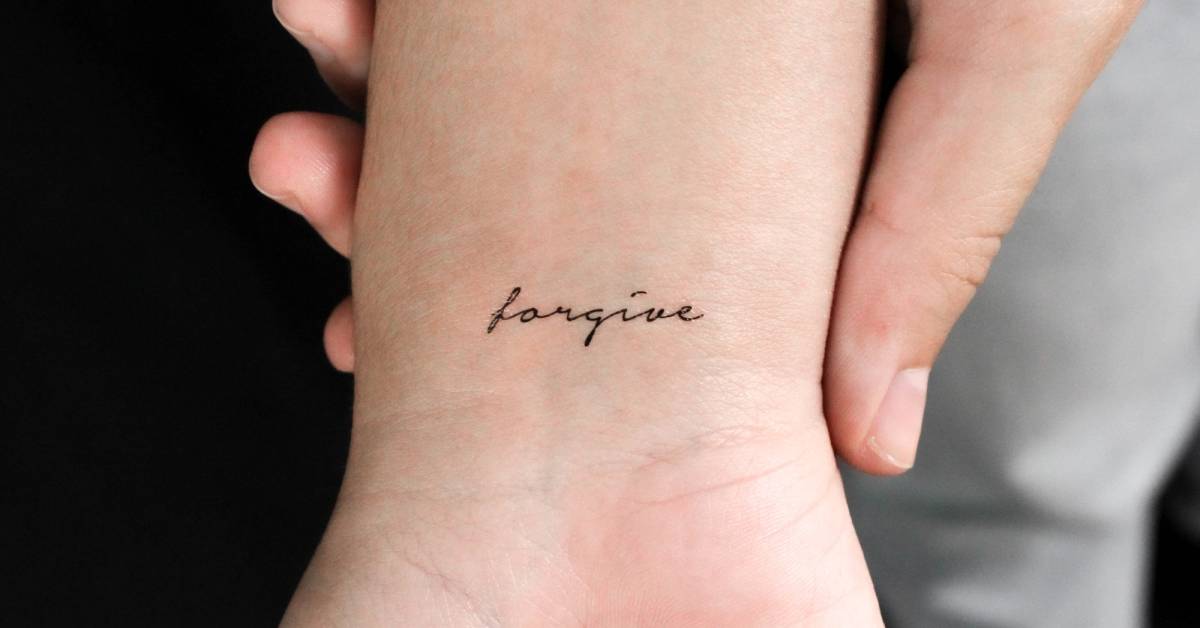 Handwritten font 'forgive' temporary tattoo