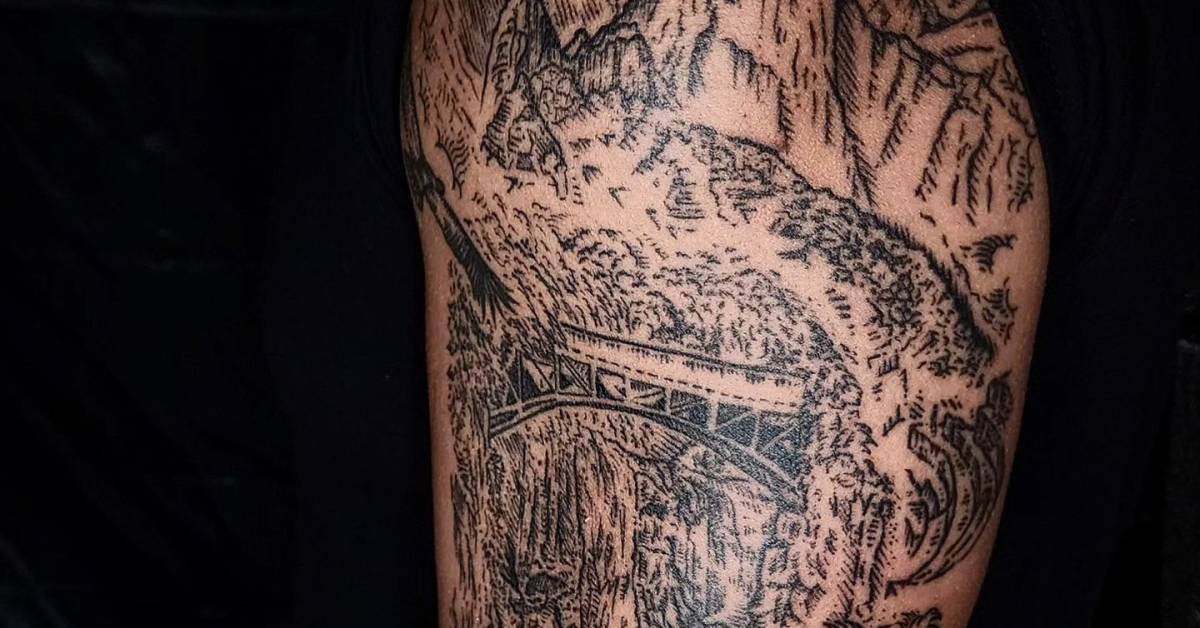 Paterson Falls and Machu Picchu tattoo located on the