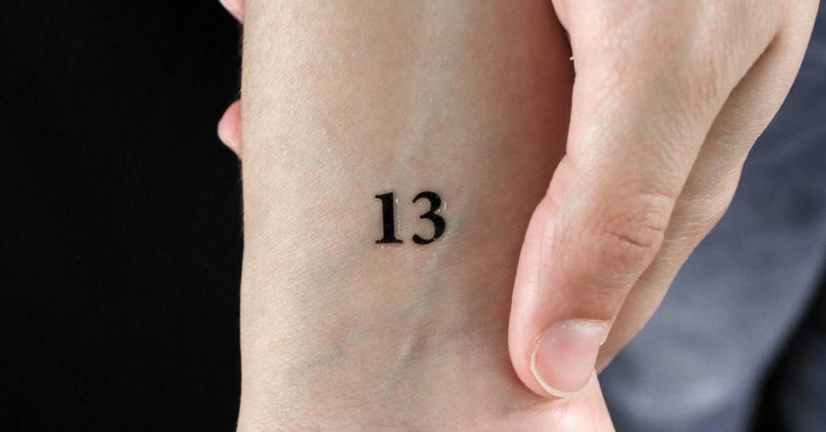 Number 13 temporary tattoo