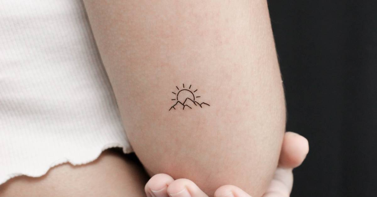 Mountain sunrise temporary tattoo