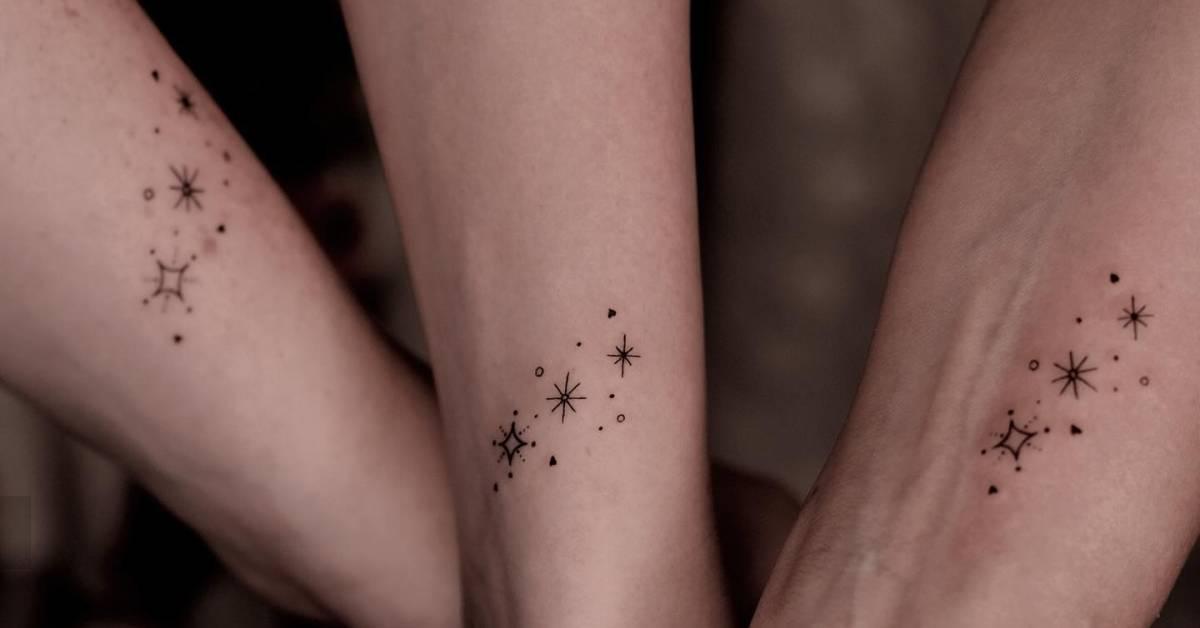 Minimalistic style matching stars tattoo for best