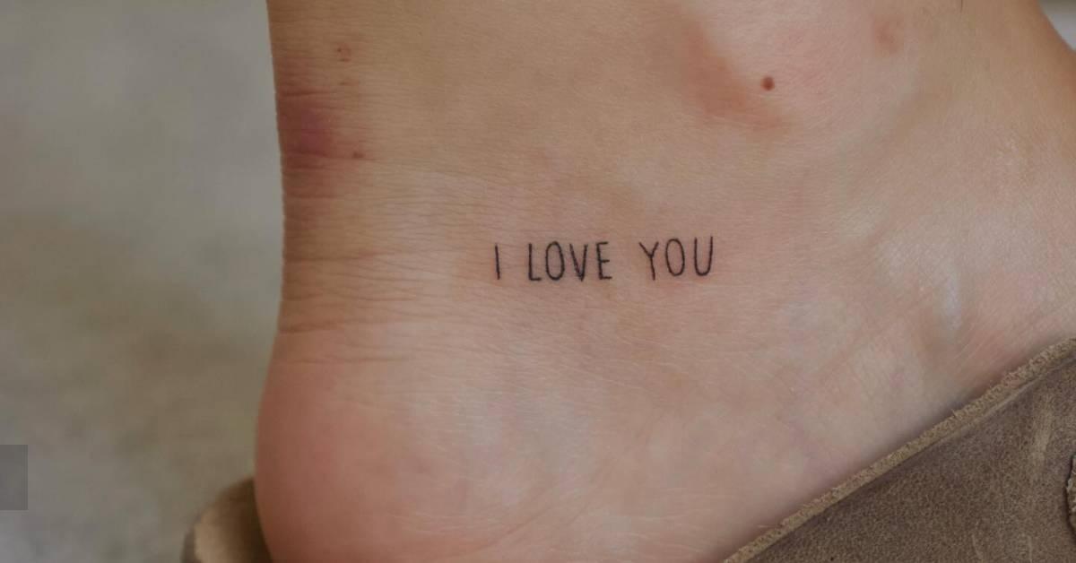 Tattoo that says "I love you" located on the ankle.