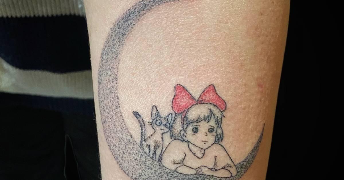 Hand poked Kiki and Jiji tattoo located on the inner