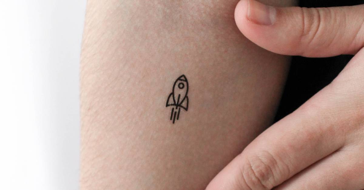 Minimalistic style rocket temporary tattoo done on the