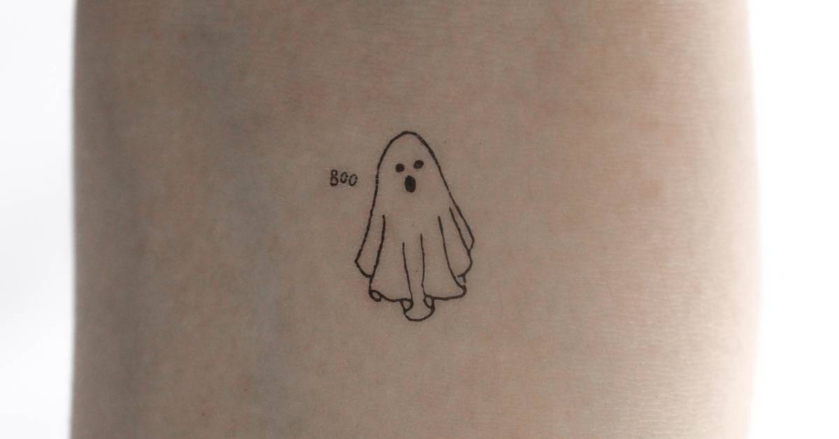 Boo ghost temporary tattoo located on the inner