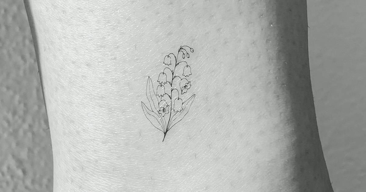 Fine line style lily of the valley temporary tattoo