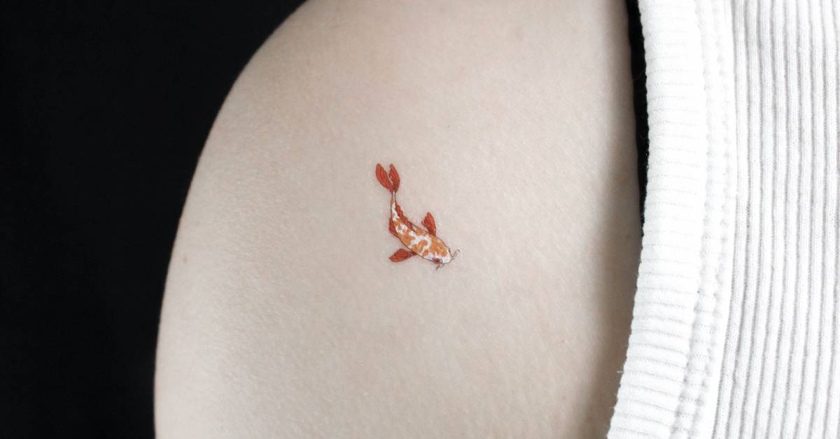 Koi fish temporary tattoo done on the shoulder.