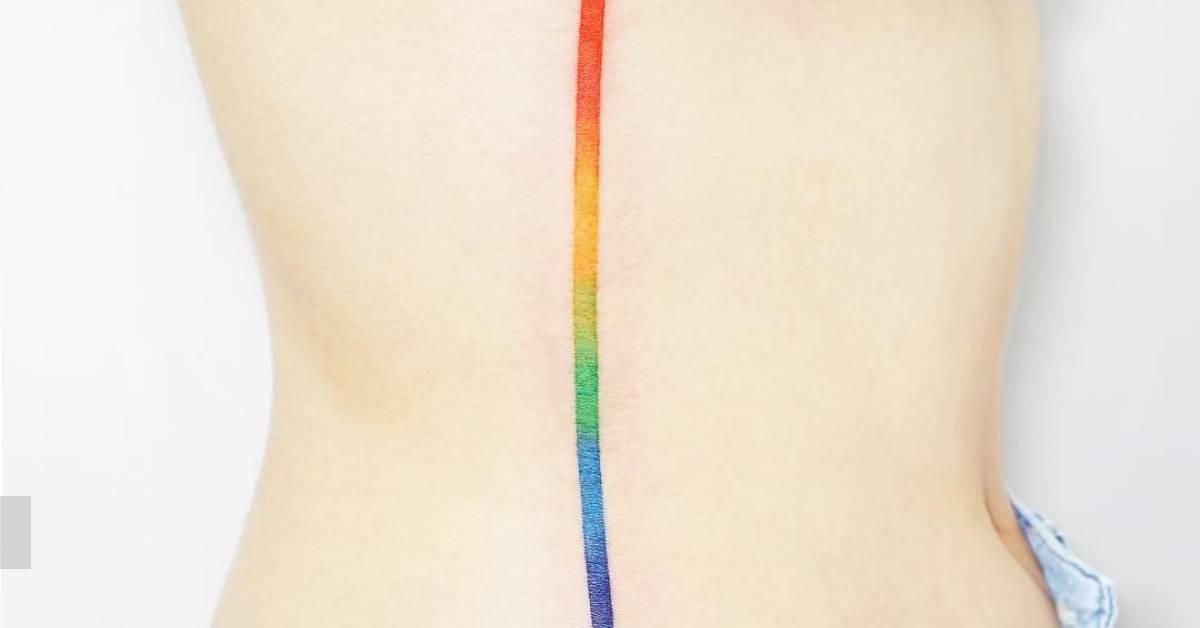 Visible spectrum line tattoo in watercolor style.