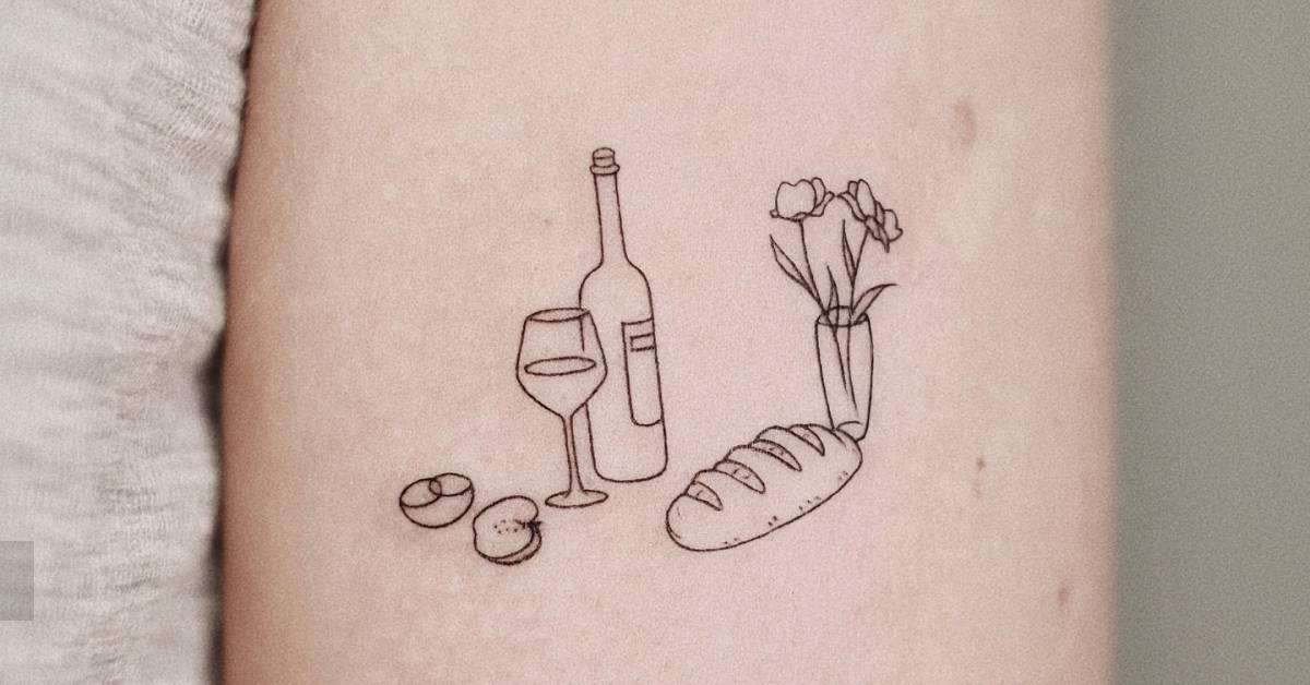 Fine line style still life tattoo located on the