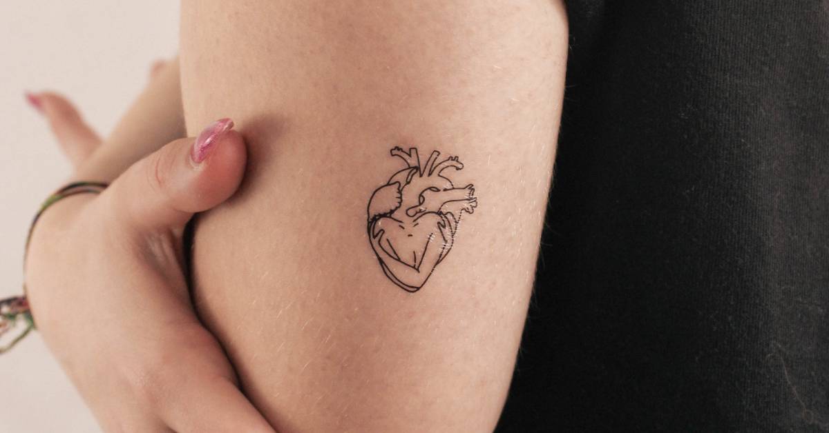 Anatomical heart hug temporary tattoo
