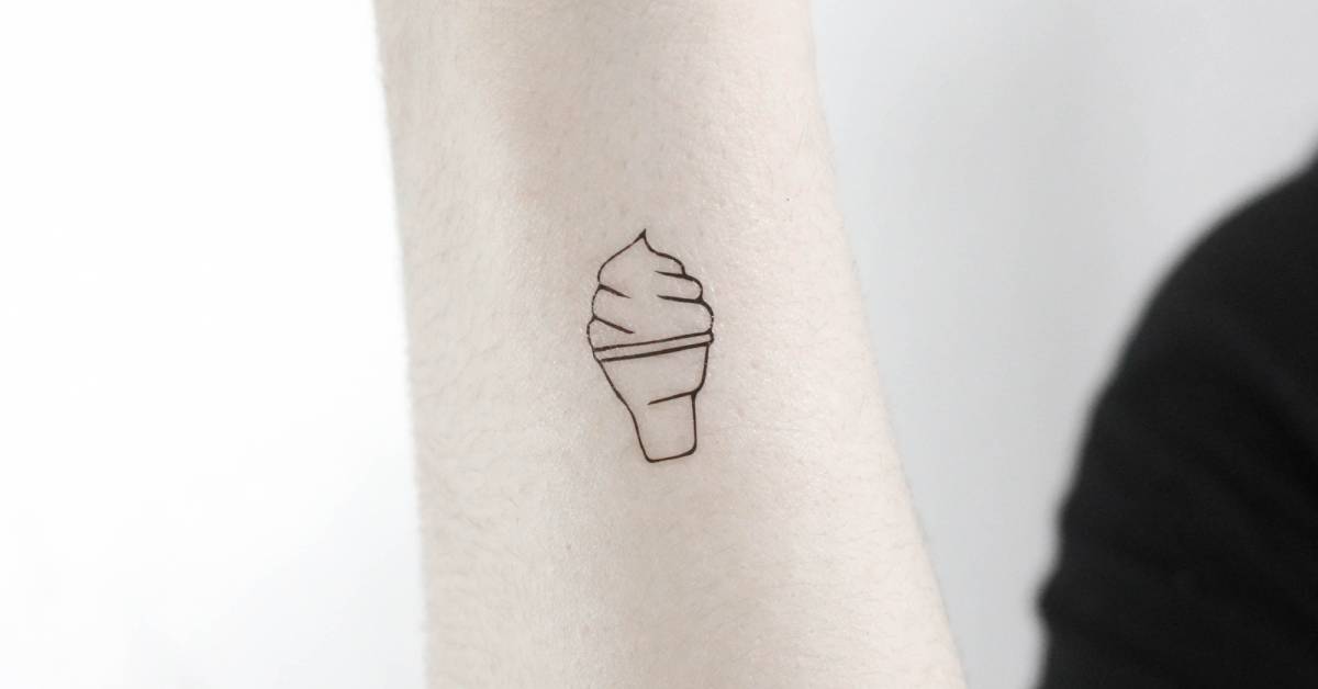 Soft serve temporary tattoo located on the wrist.