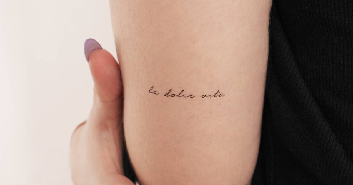 Handwritten font "la dolce vita" temporary tattoo