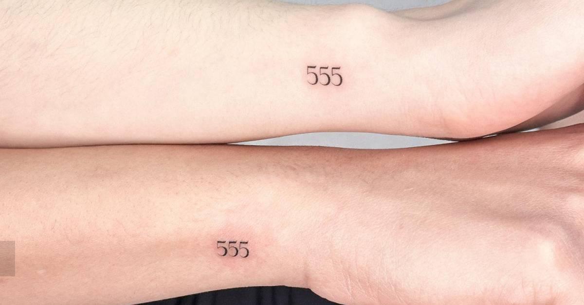 Matching tattoo of the number "555" for best friends