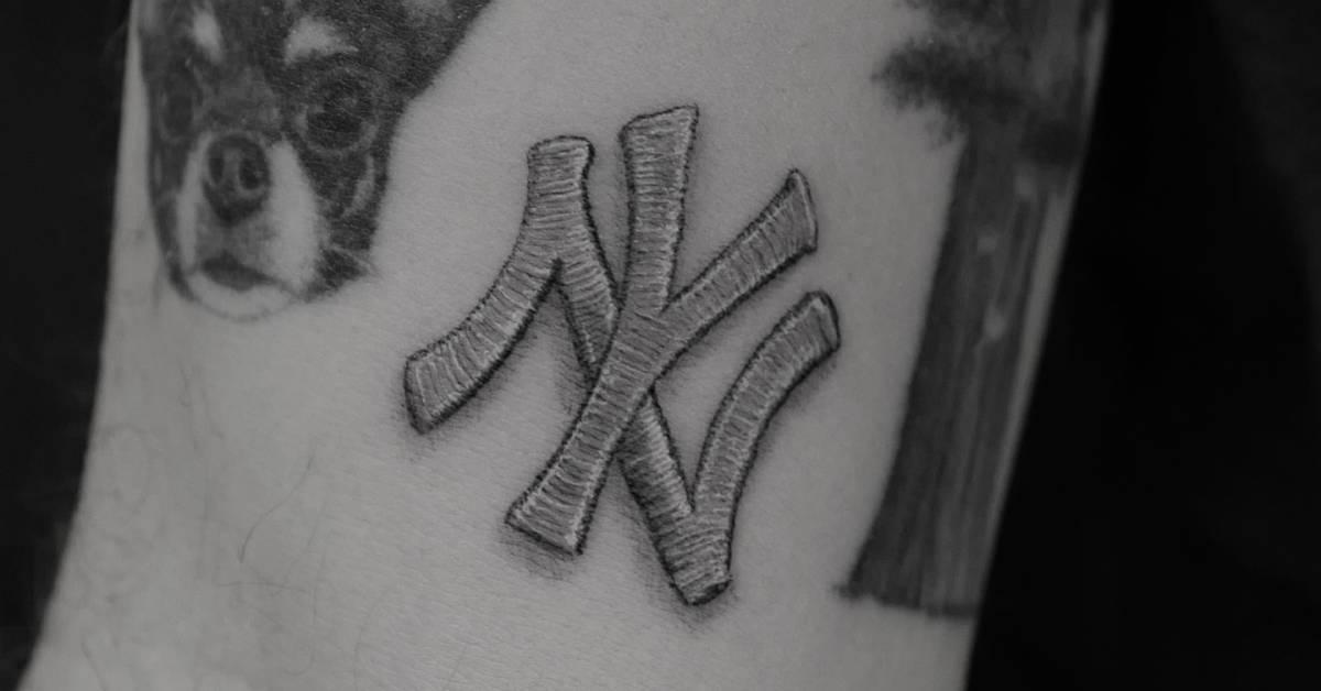 New York Yankees patch tattoo located on the inner arm,