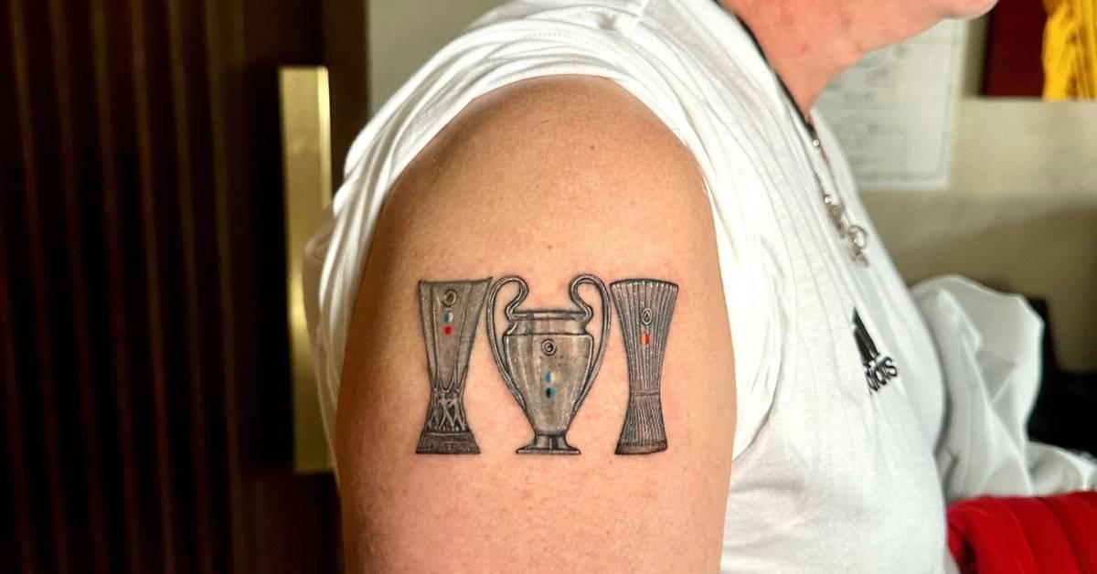 Jose Mourinho's trophy collection tattoo located on his