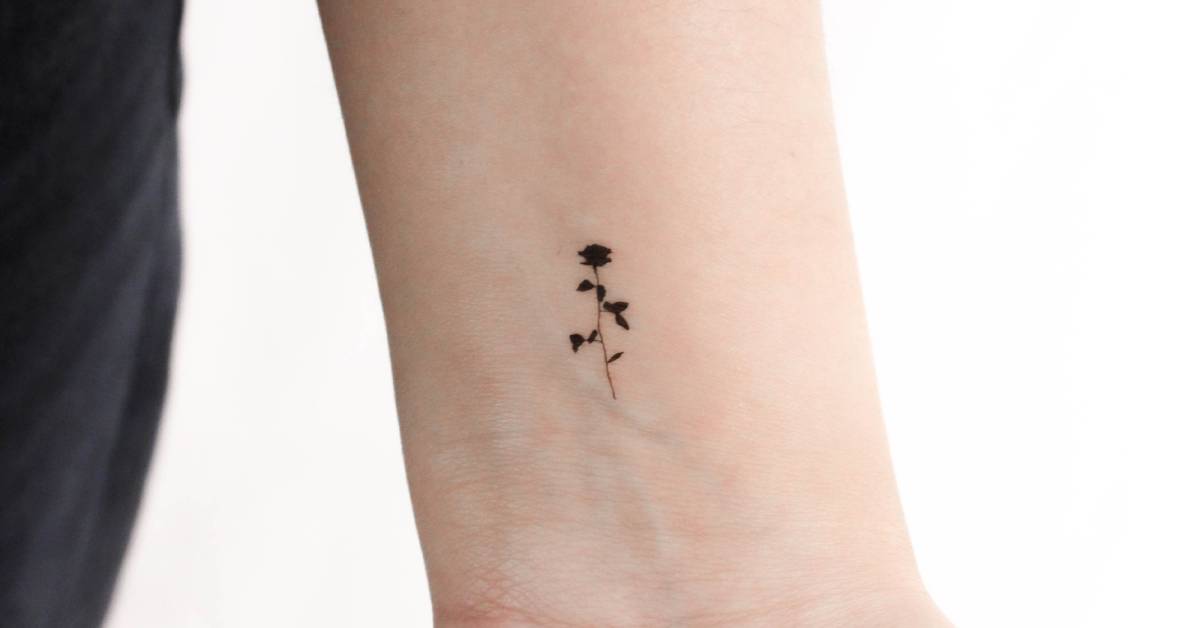 Small black rose temporary tattoo