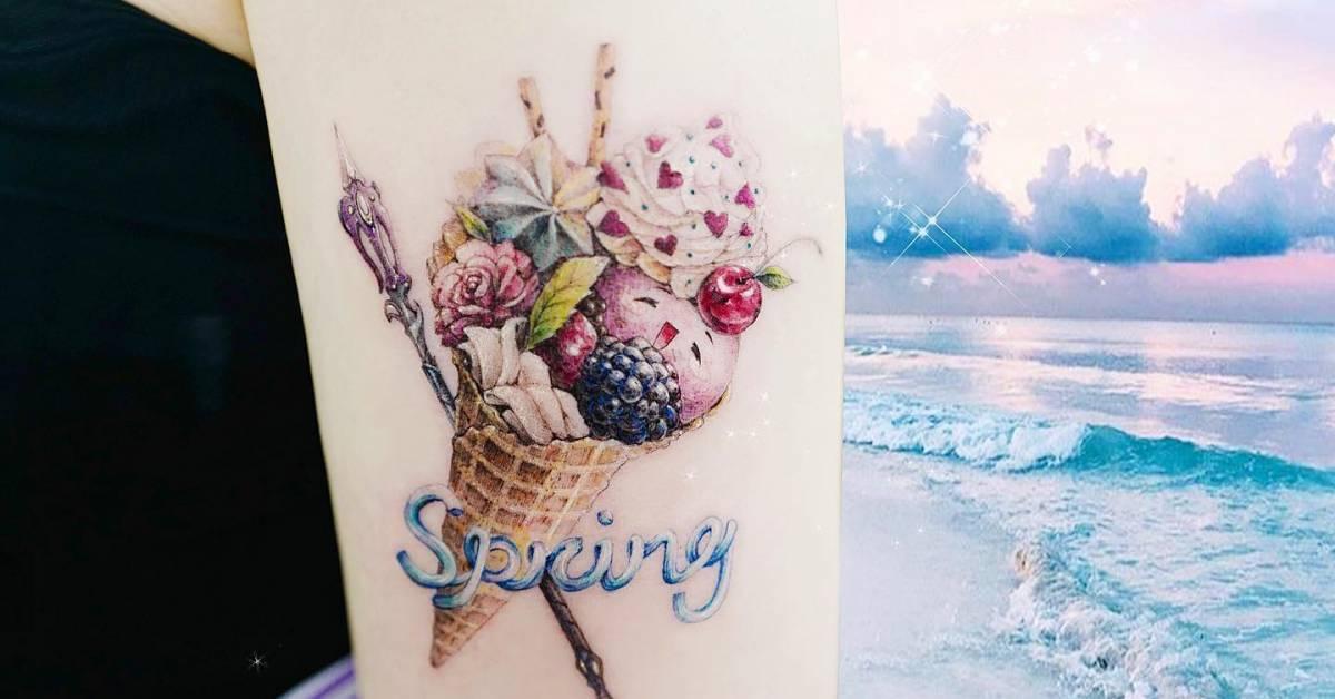 Ice cream X Merci’s Staff (Overwatch) tattooed on the