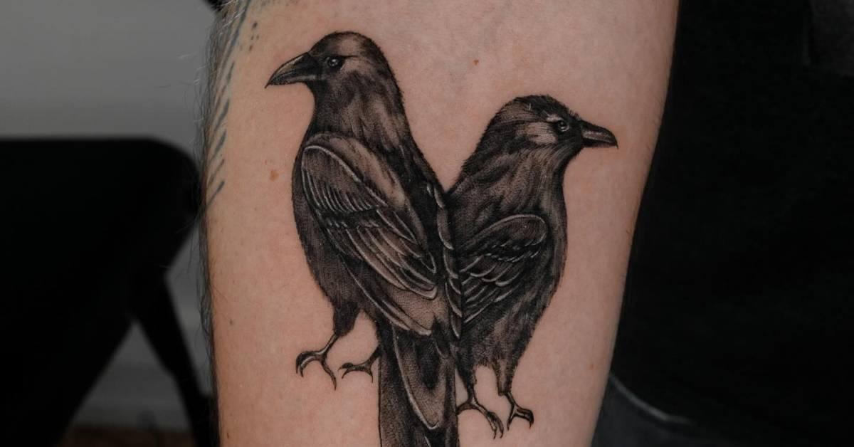 Illustrative style crows tattoo located on the inner