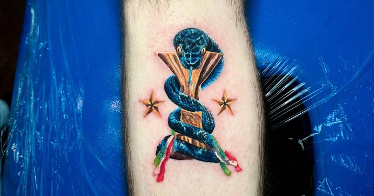 Inter Milan's Serie A trophy tattoo located on the