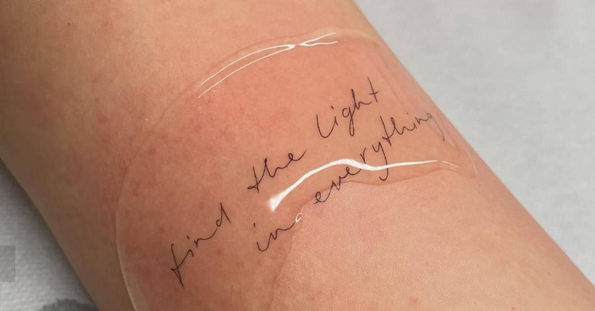 "Find the light in everything" lettering tattoo