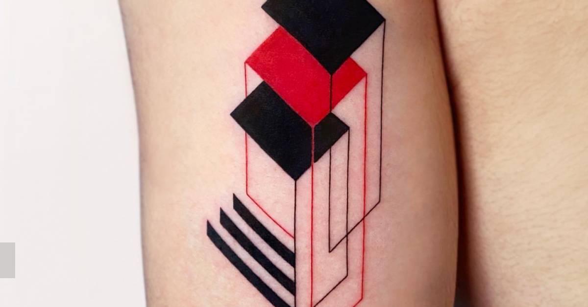 Square Shaped Tattoos Square Mountain Tattoo With Circle In Bess