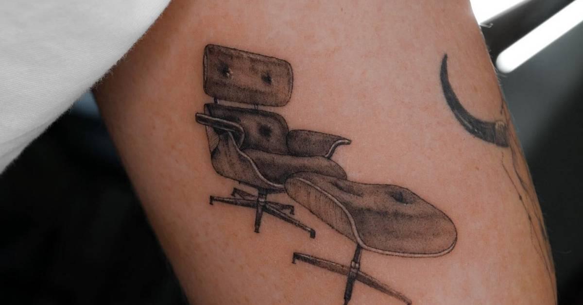 Illustrative style chair tattoo located on the inner