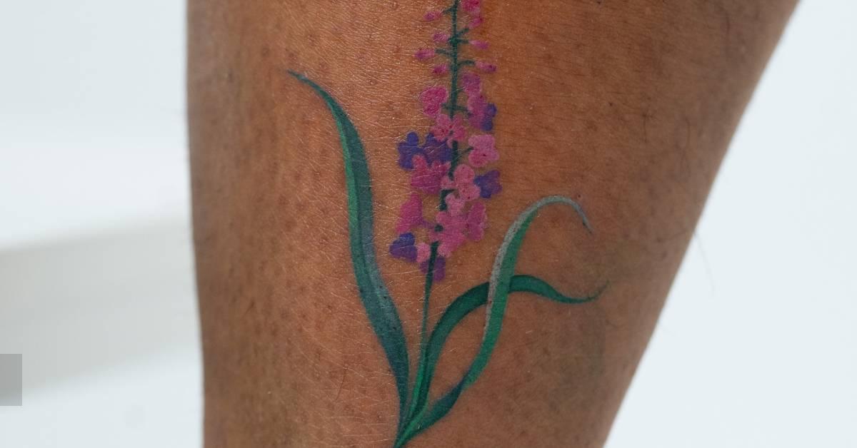 Hyacinth tattoo in watercolor style located on the