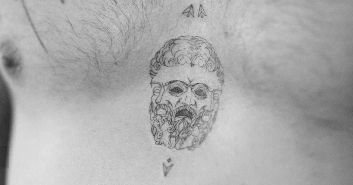 Marcus Aurelius tattoo located on the sternum,