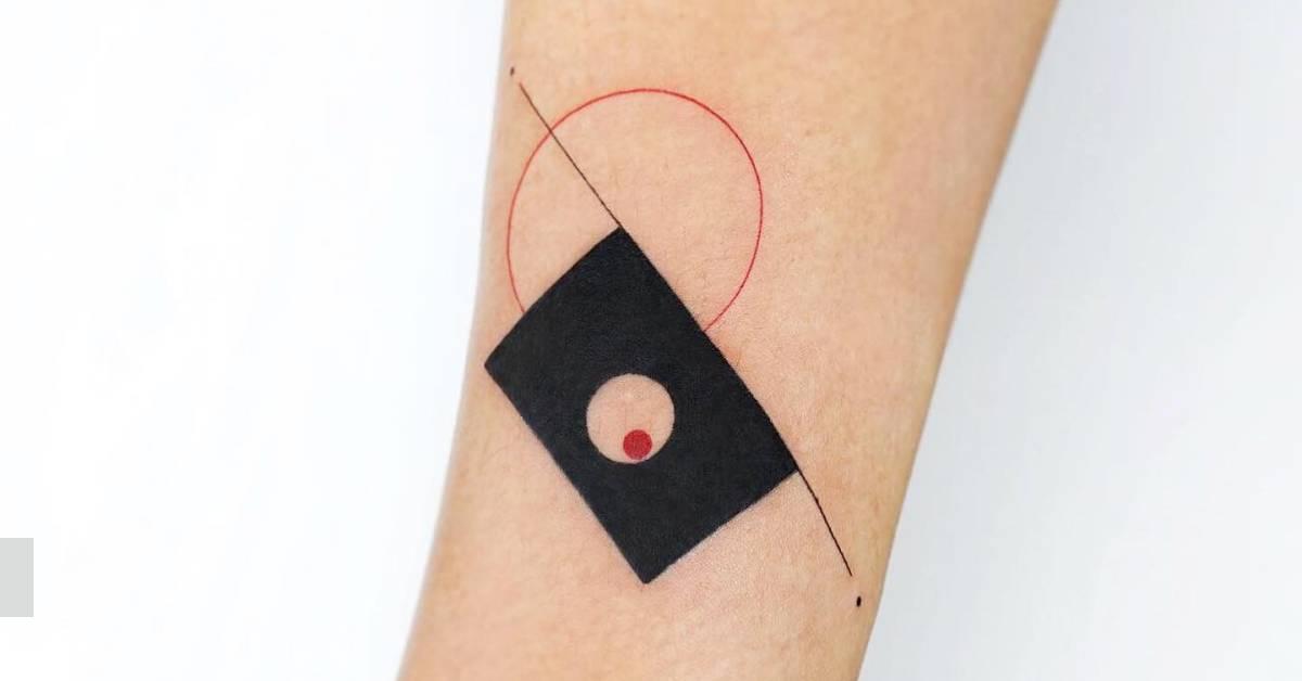 Abstract geometric tattoo done on the wrist.