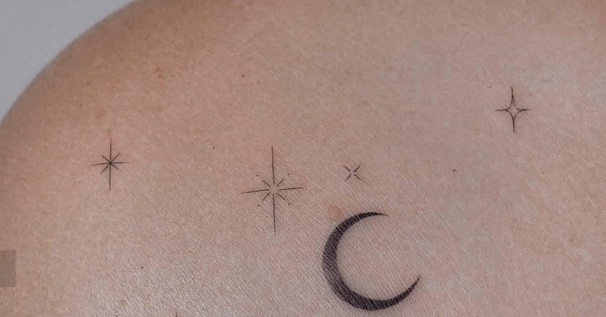 Minimalistic Cancer constellation and moon tattoo done