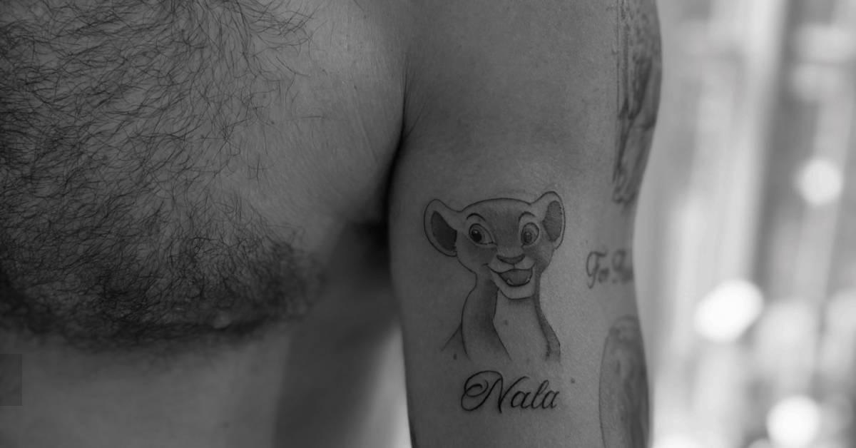Cartoon style Nala tattoo located on Elliot Lee's