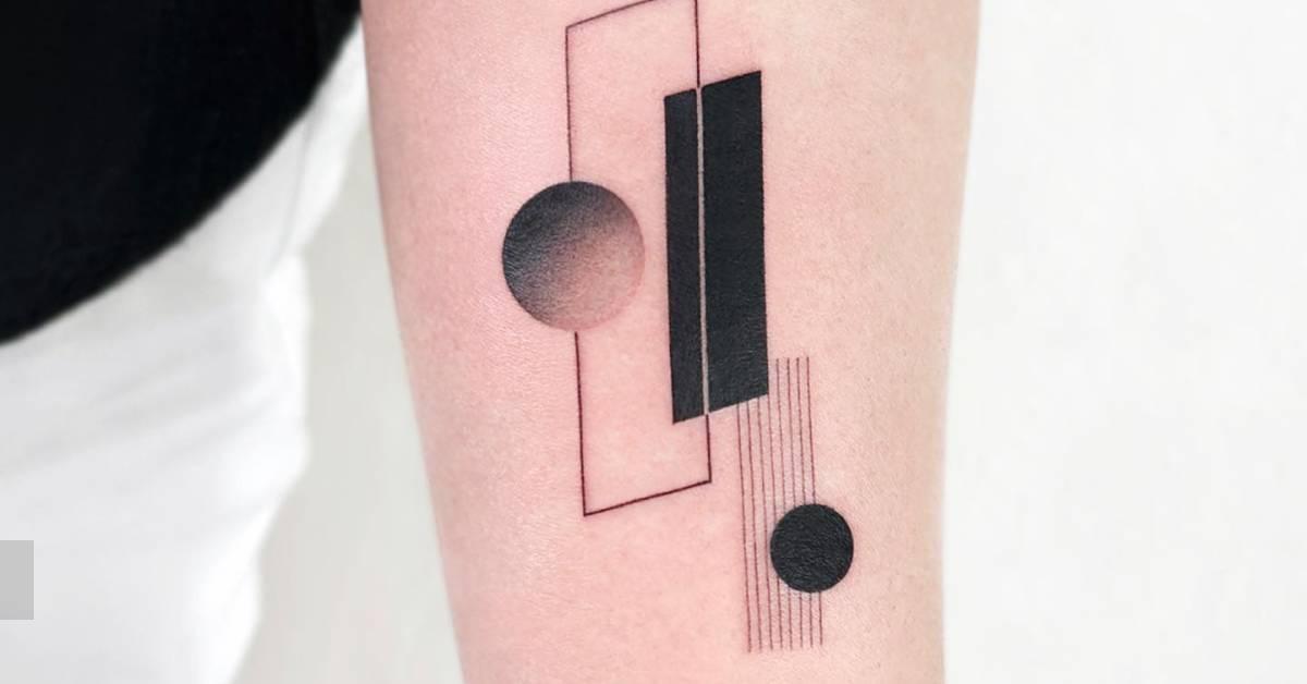 Abstract style geometric tattoo done on the inner
